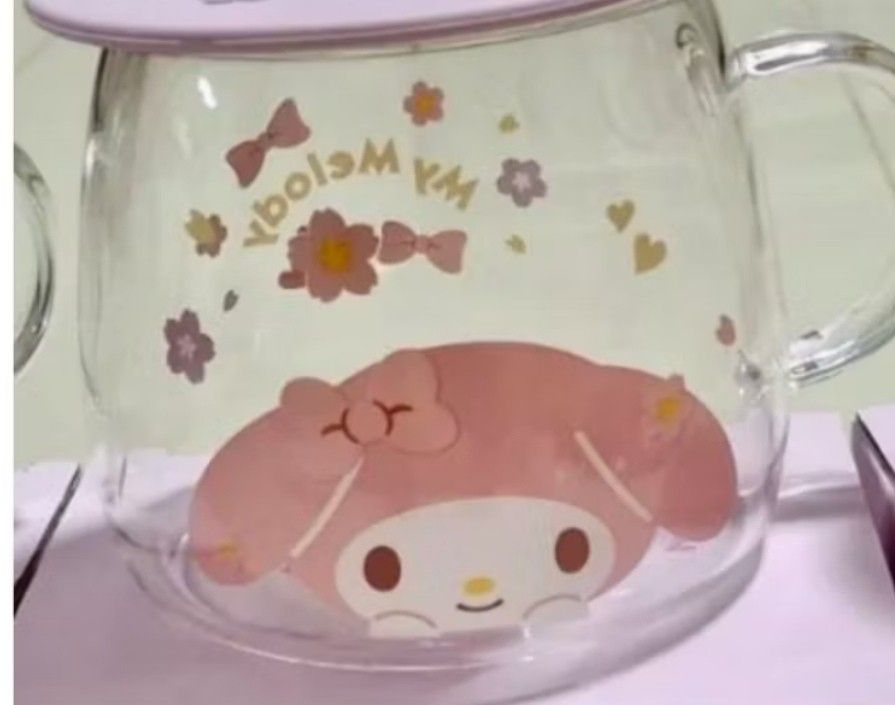 Sanrio Character Glass Mug with Lid, Everything Else on Carousell