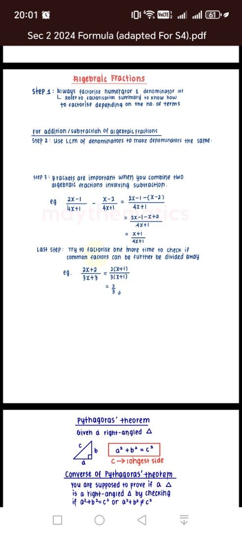 Secondary Maths formula sheet, Hobbies & Toys, Books & Magazines ...