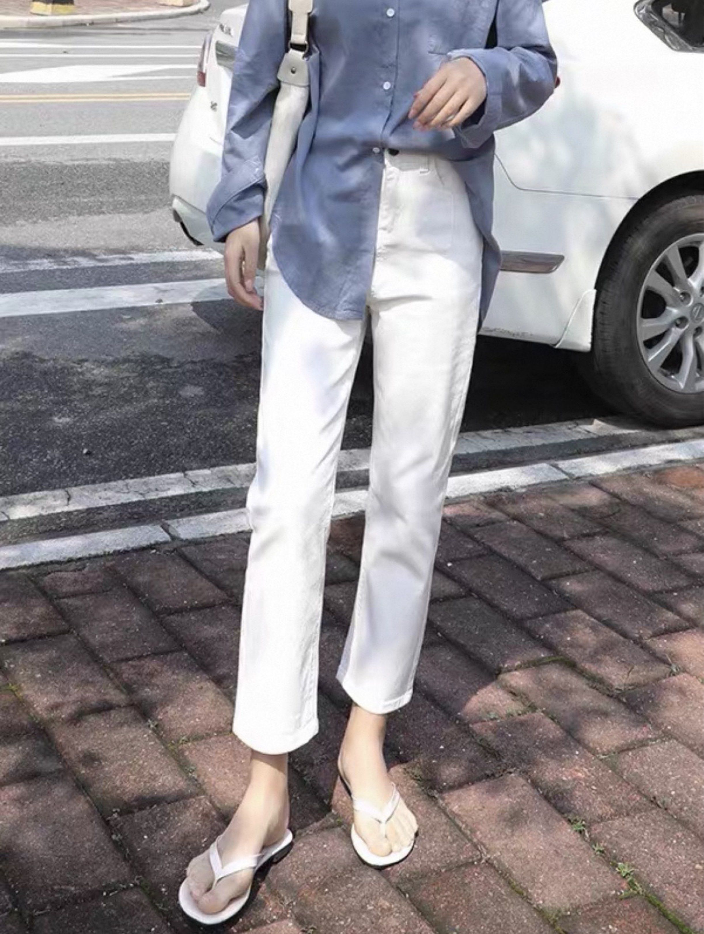 White Straight Leg Jeans - Size 28, Women's Fashion, Bottoms, Jeans ...