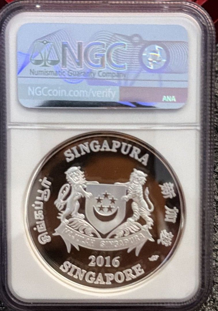 2016SM Singapore Year of Monkey Colorized S$10 2oz 999 Silver Proof NGC ...