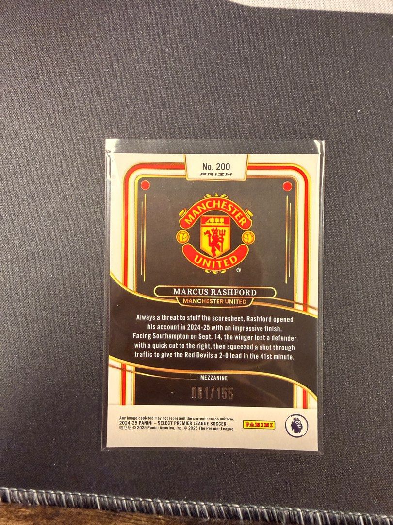 2024 Panini Select Premier League Marcus Rashford Card, Hobbies & Toys ...
