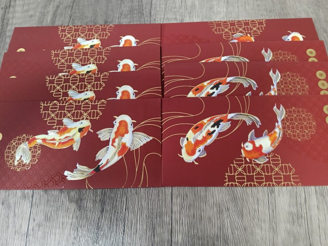 8 PCs Singapore pools 2026 Koi Fish red packet / Ang pow / hong bao ...