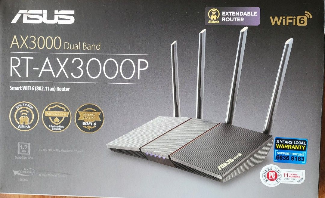 ASUS Dual Band RT-AX3000P WiFi 6 Router, Computers & Tech, Parts ...