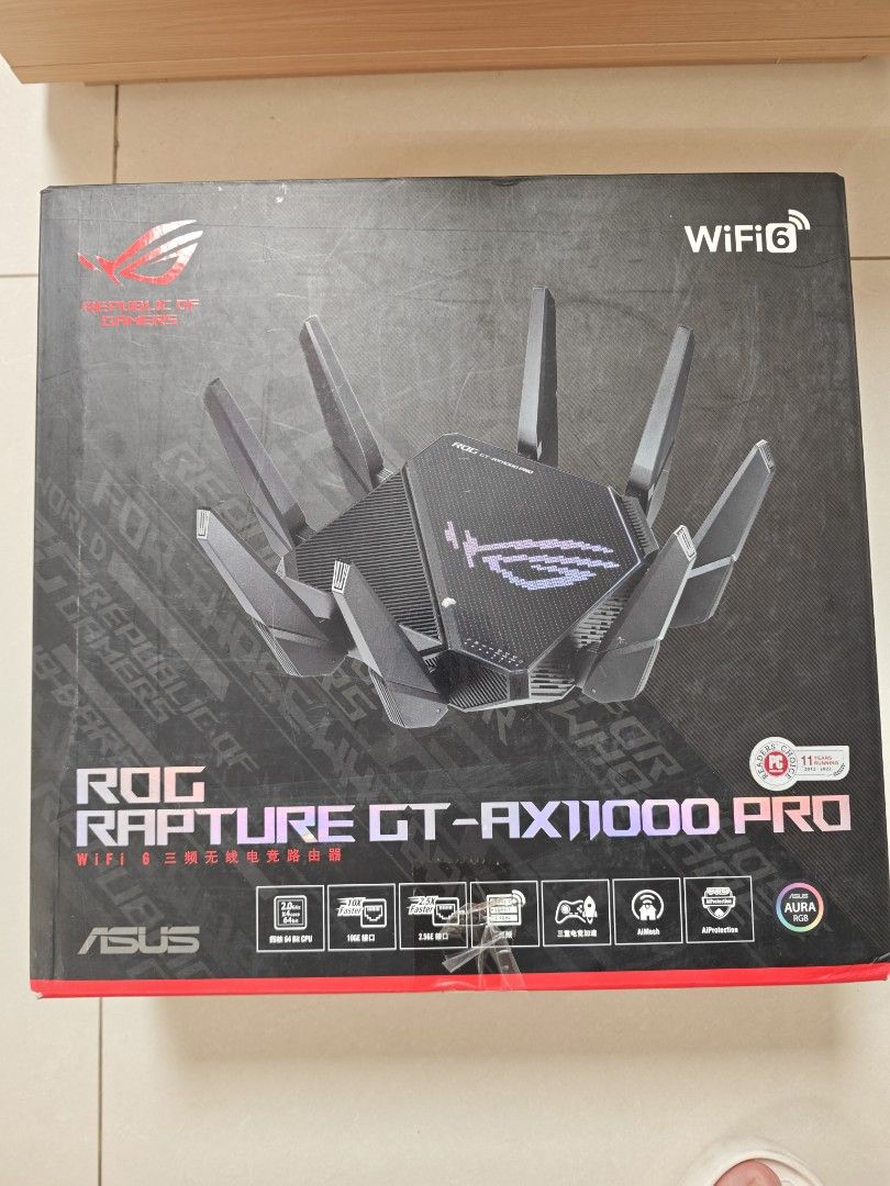 ASUS ROG Rapture GT-AX11000 Pro WiFi 6 Router, Computers & Tech, Parts ...