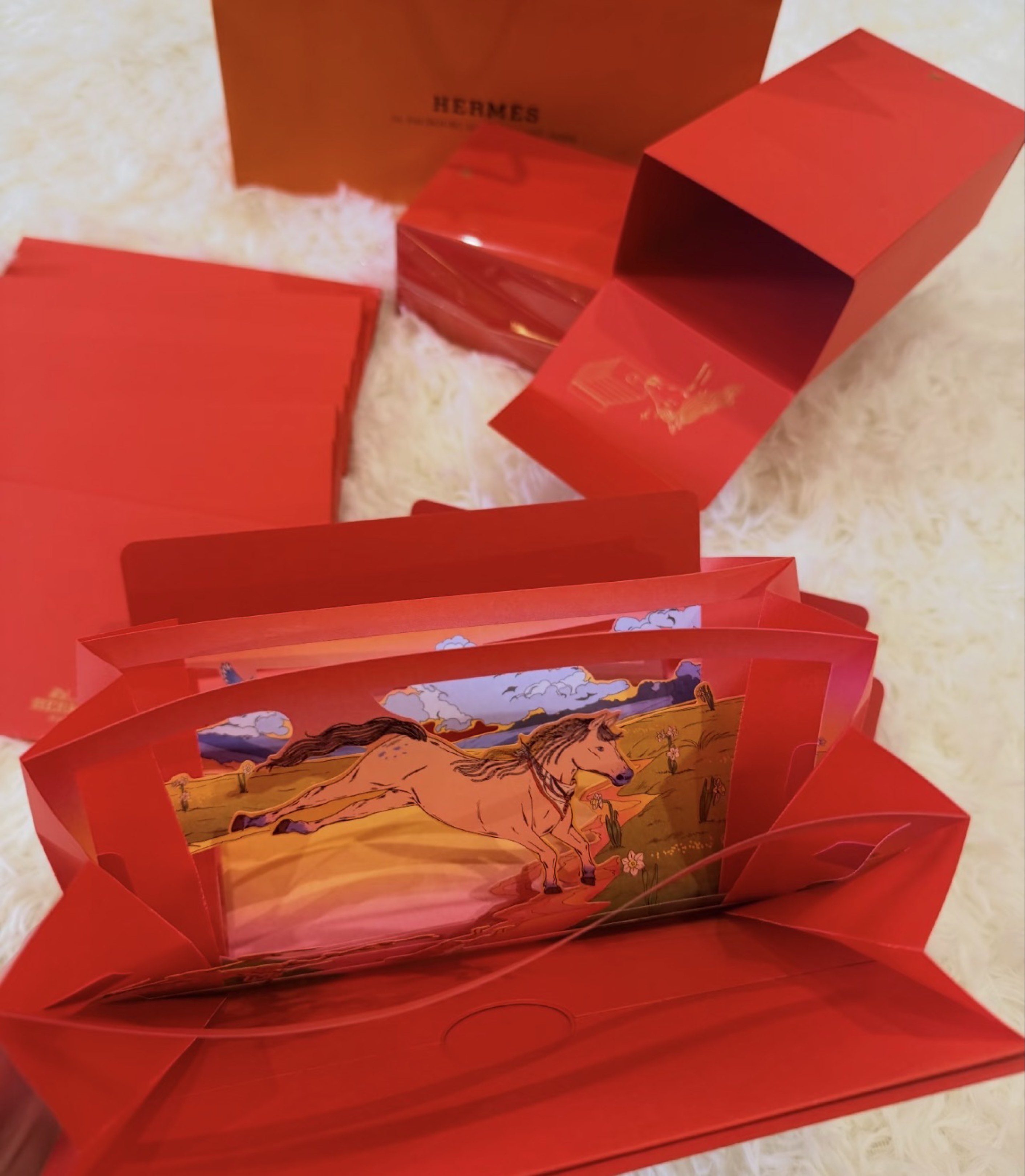 Brand new Hermes horse year Ang bao red Envelope packet a set of 10 ...