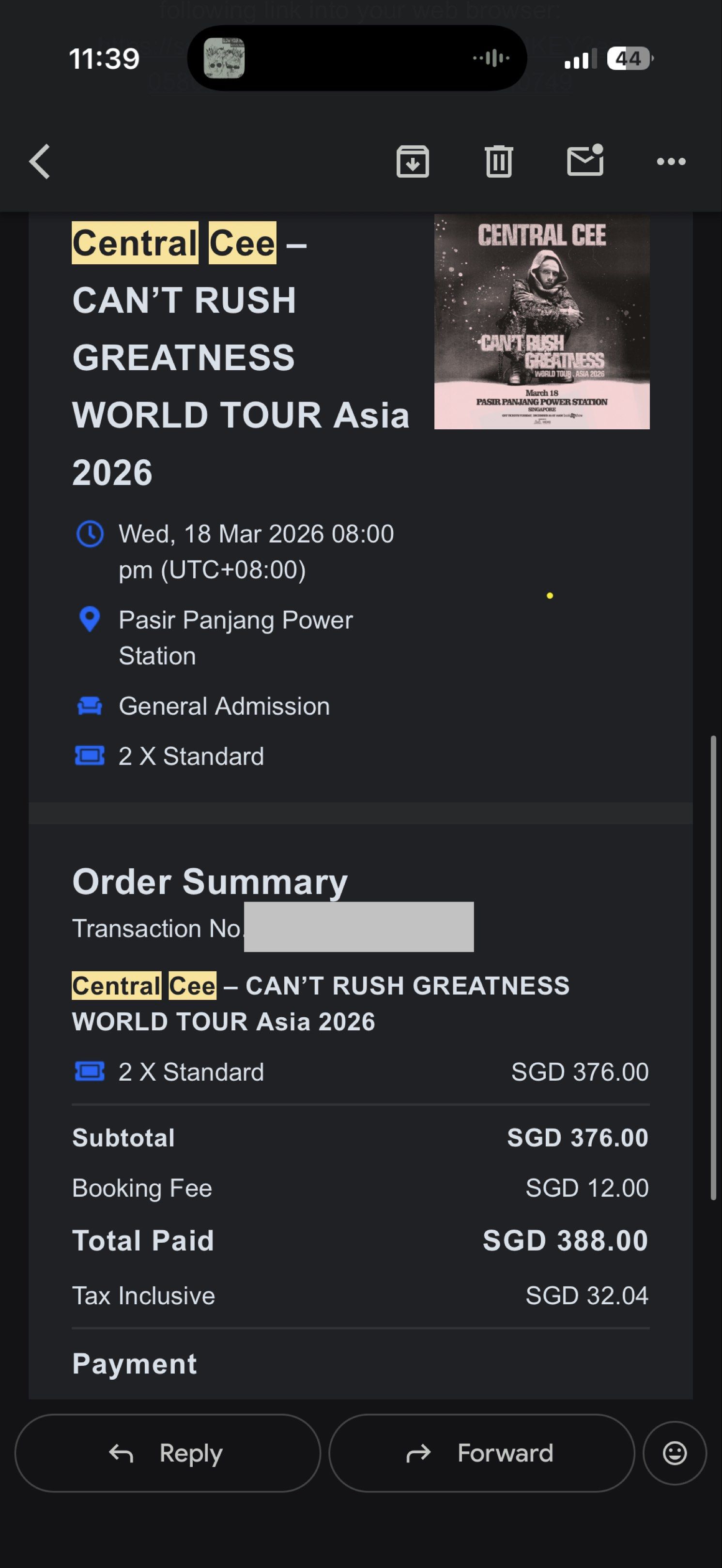 Central Cee - Ticket x 1, Tickets & Vouchers, Event Tickets on Carousell