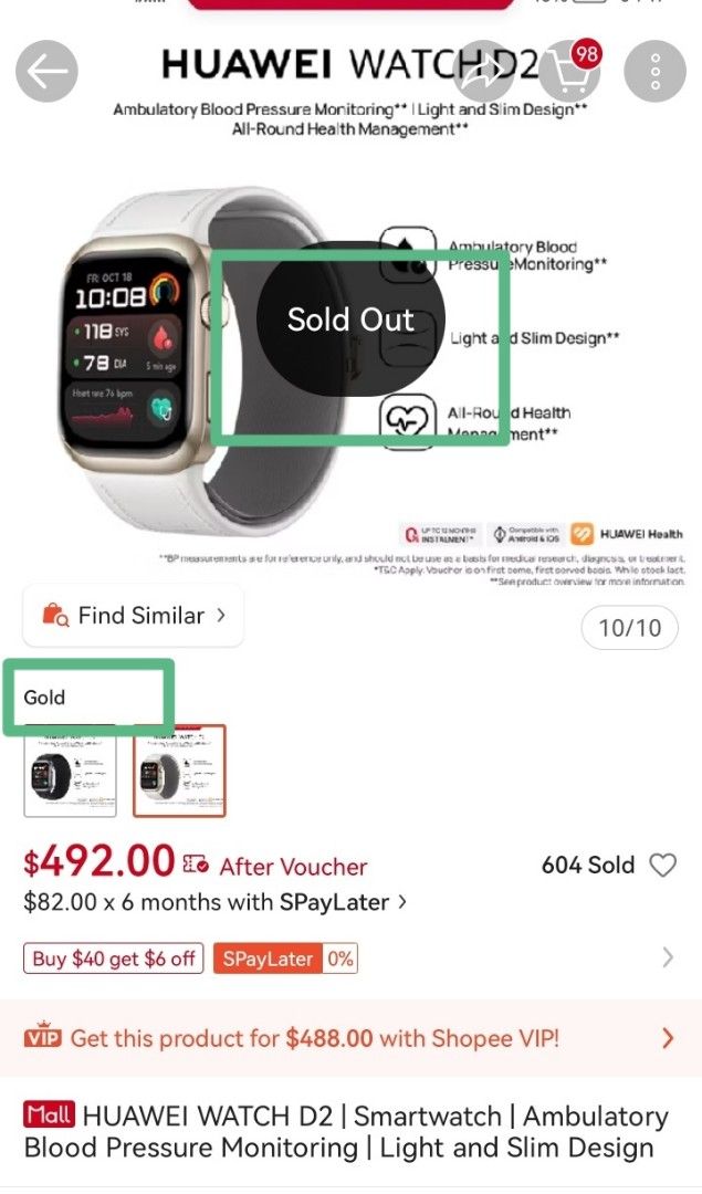 Huawei Watch D2 - Gold, Mobile Phones & Gadgets, Wearables & Smart ...