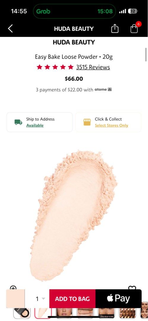 Huda Beauty Easy Bake Loose Powder in peach pie, Beauty & Personal Care ...