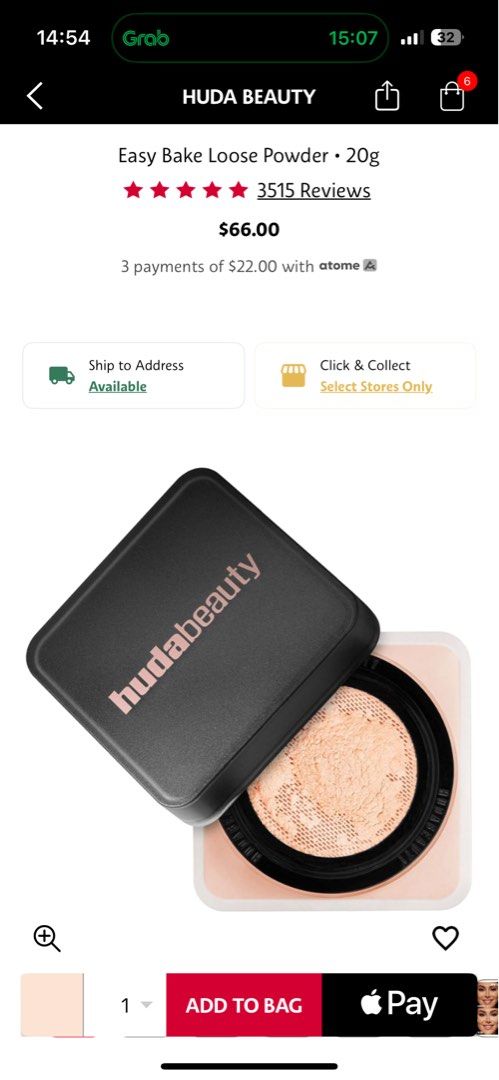 Huda Beauty Easy Bake Loose Powder in peach pie, Beauty & Personal Care ...