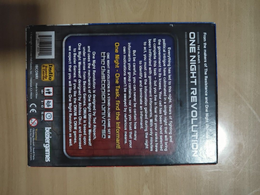 One Night Revolution Board Game, Hobbies & Toys, Toys & Games on Carousell