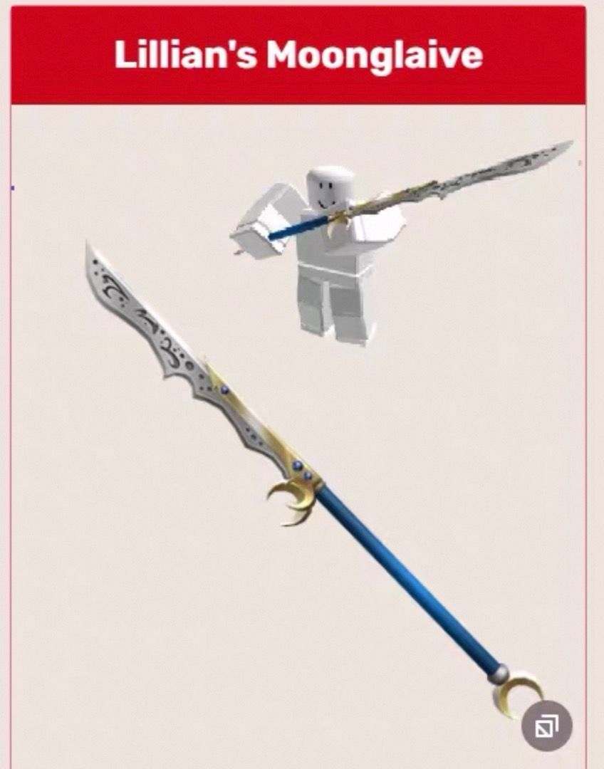 Roblox toy code Lillian's Moonglaive Roblox virtual item, Video Gaming ...