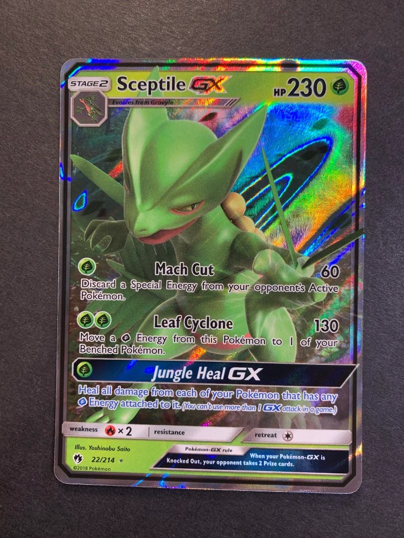 Sceptile GX 22/214 Full Art Ultra Rare Sun Moon Lost Thunder Pokemon ...