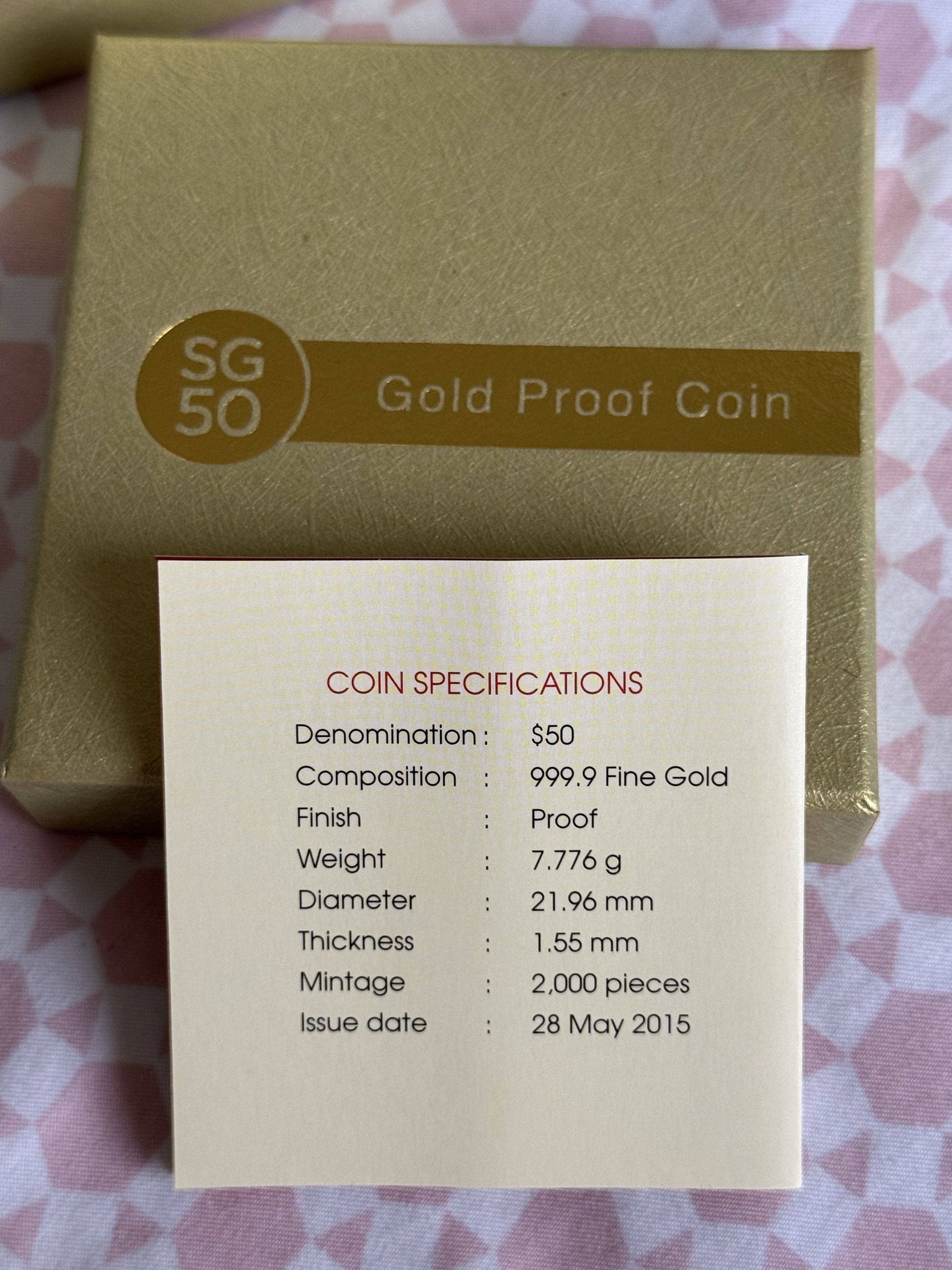 SG50 $50 Gold Proof Coin, Hobbies & Toys, Memorabilia & Collectibles ...