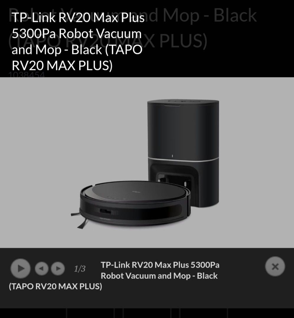 TP-Link RV20 Max Plus Robot Vacuum and Mop - Black, TV & Home ...