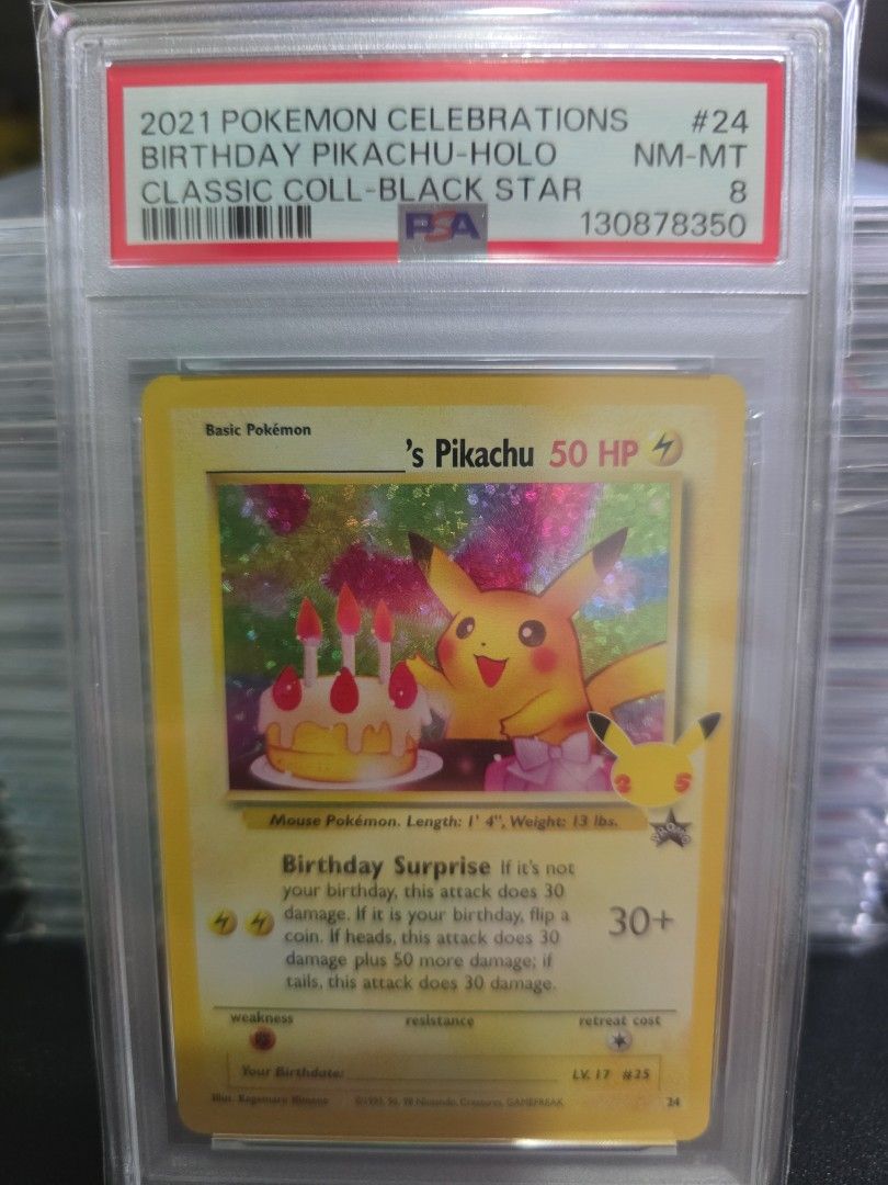 2021 Pokemon Celebrations Birthday Pikachu Holo PSA 8, Hobbies & Toys ...