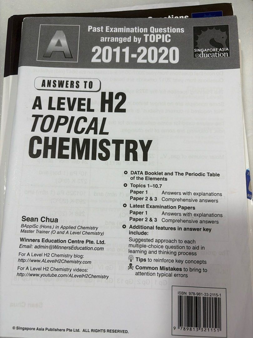 A Level H2 Topical Chemistry Past Examination Questions, Hobbies & Toys ...