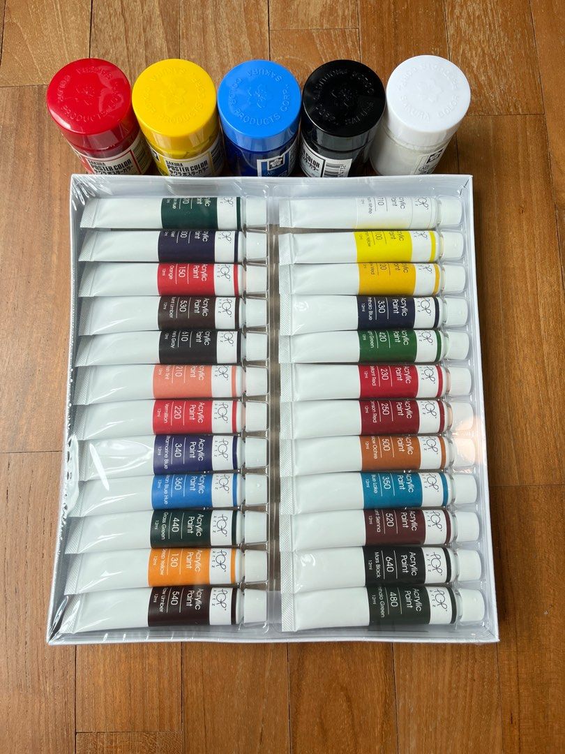 Acrylic paints set(24 colours) + poster colour paint set (5 colours ...