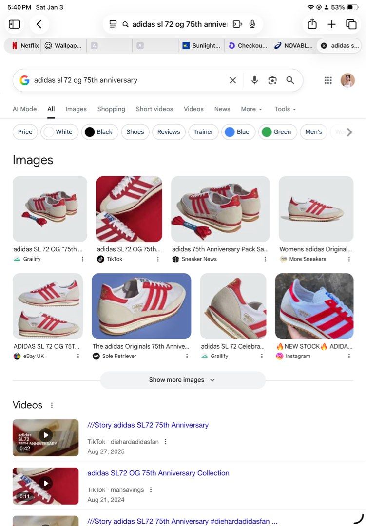 Adidas SL 72 OG 75th Anniversary Red White, Women's Fashion, Footwear ...