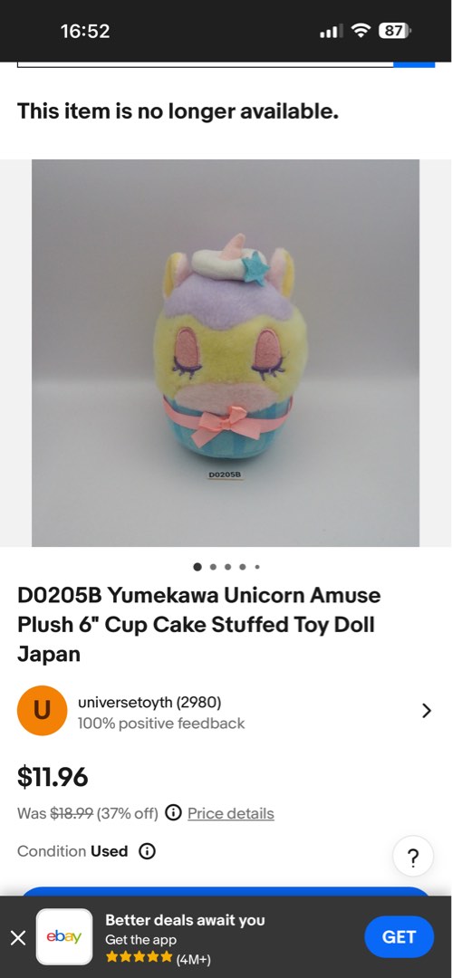Amuse Yumekawa Unicorn Cupcake Plush Toy, Hobbies & Toys, Toys & Games ...