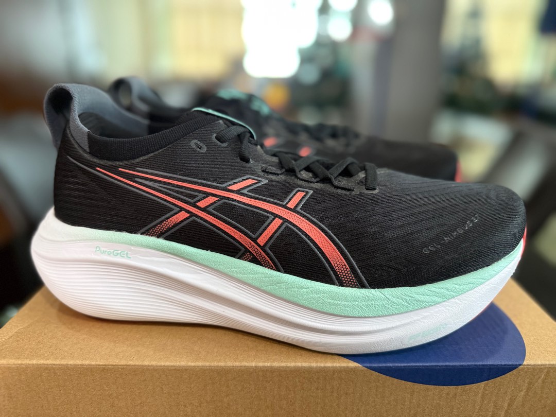 ASICS GEL-Nimbus 27 Black/Coral Reef Men's Running Shoes, Men's Fashion ...