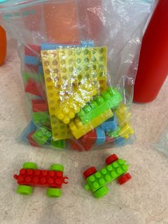 2 different sets of Wooden Building Blocks - Assorted Shapes & Colors ...