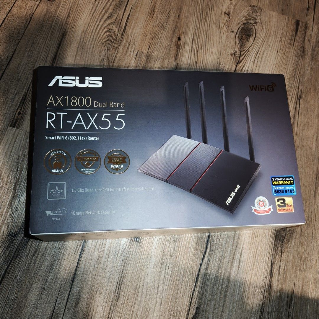 ASUS RT-AX55 AX1800 Dual Band WiFi 6 Router, Computers & Tech, Parts ...