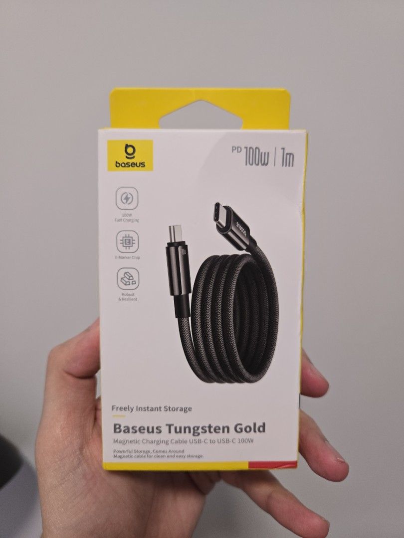 Baseus Tungsten Gold Magnetic Charging Cable USB-C to USB-C 100W 1M ...