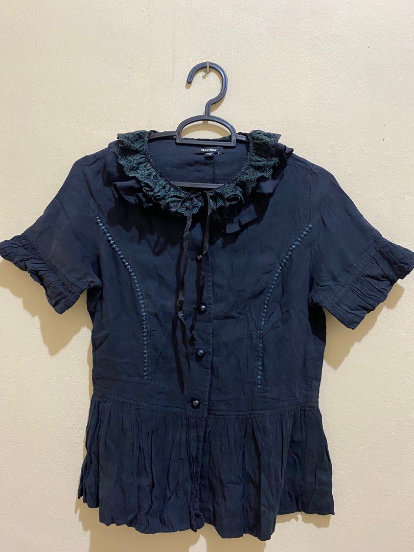 black vintage top gothic grunge sawako shoujo coquette morikei ...