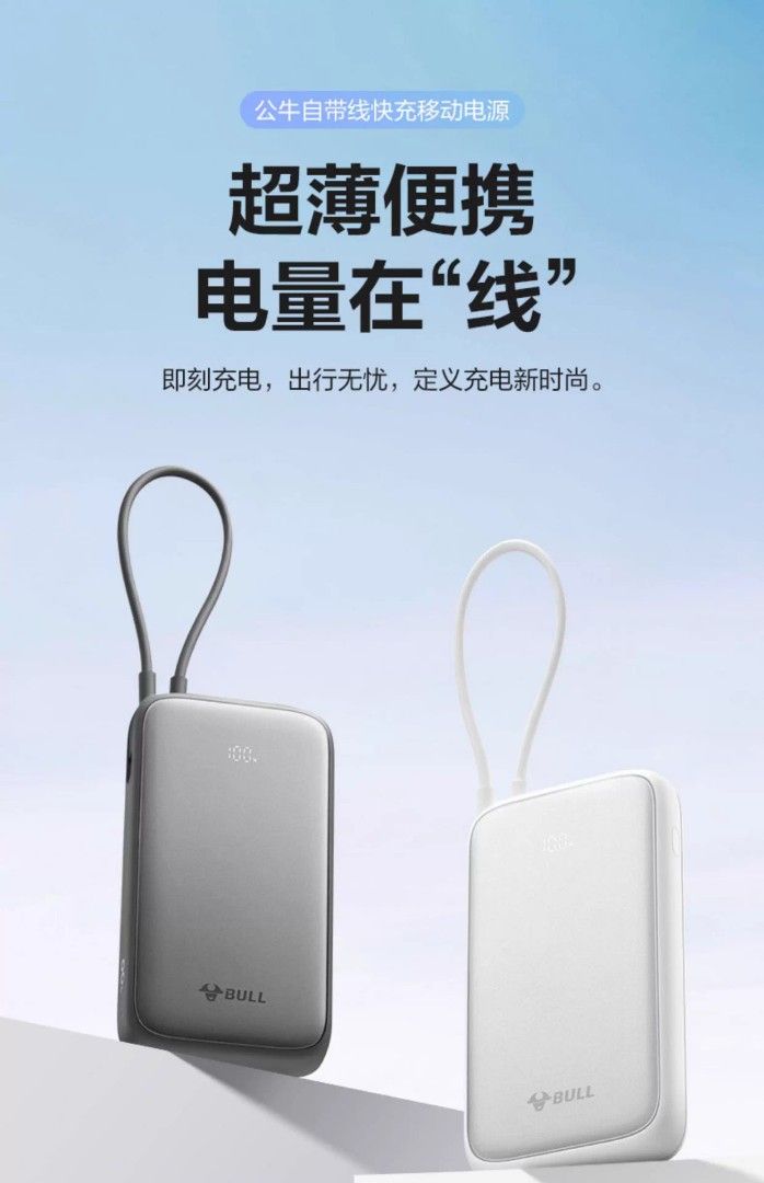 BULL 10000mAh Power Bank with Built-in USB-C Cable, Mobile Phones ...