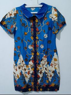 Dress Batik Wanita Biru Branded Everlasting Batik Size M, Fesyen Wanita ...
