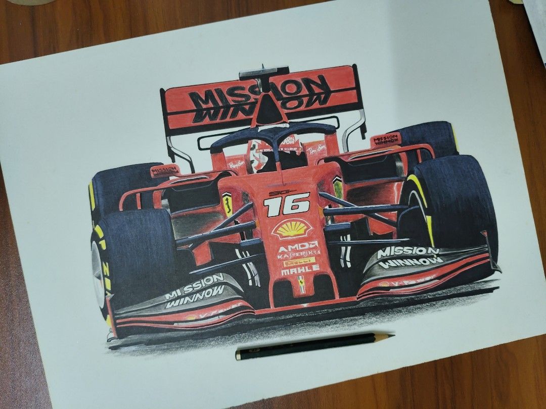 Ferrari F1 Car Drawing, Hobbies & Toys, Stationery & Craft, Art ...