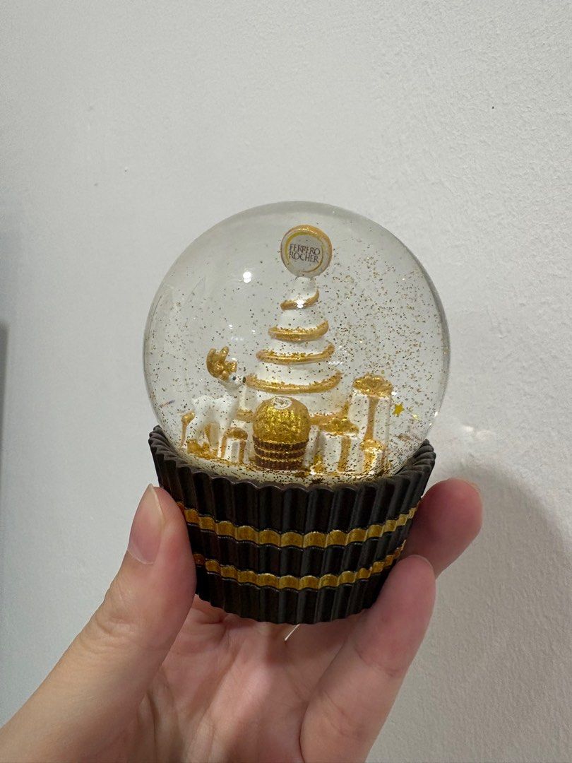 Ferrero Rocher Golden Christmas Snow Globe 2025, Furniture & Home ...