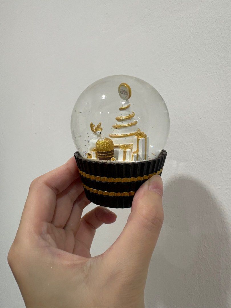 Ferrero Rocher Golden Christmas Snow Globe 2025, Furniture & Home ...