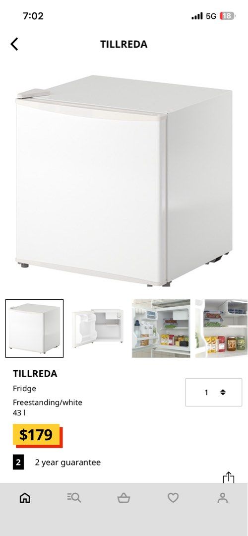 Mini Bar Fridge IKEA TILLREDA Fridge - Freestanding/White, TV & Home ...