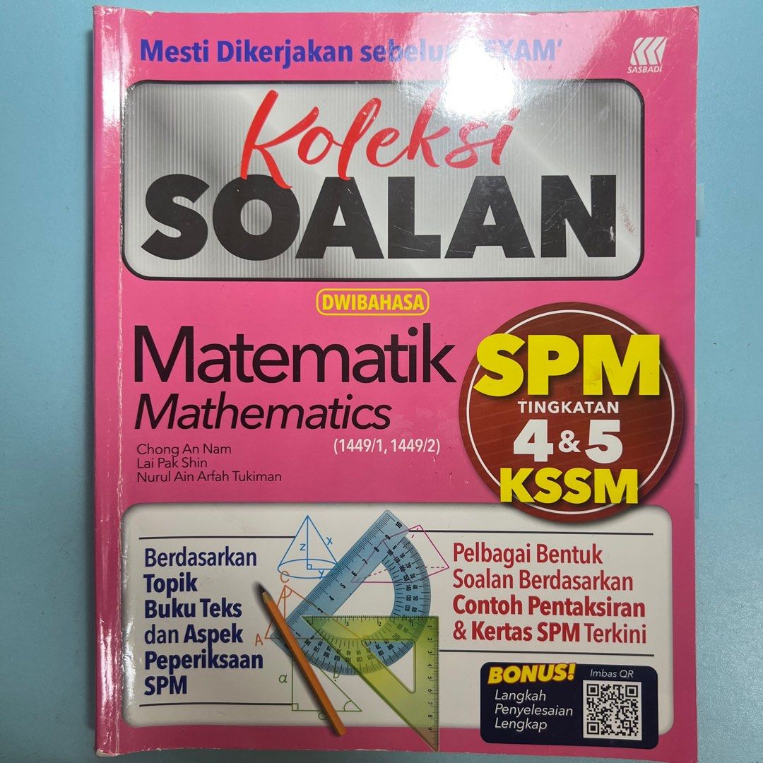 Mathematics Matematik Maths Koleksi Soalan Sasbadi SPM KSSM Tingkatan Form 4 5 Dwibahasa Dual ...