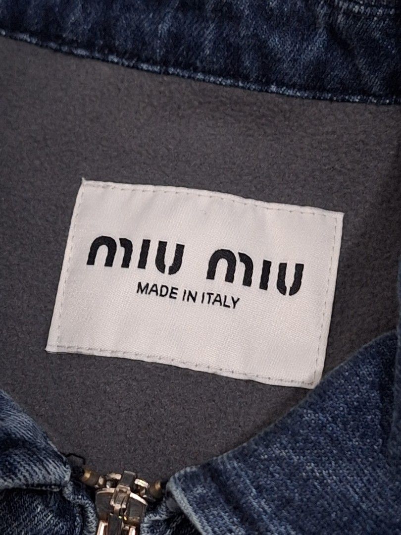 MIU MIU cashmere denim bomber jacket, Women's Fashion, Coats, Jackets ...