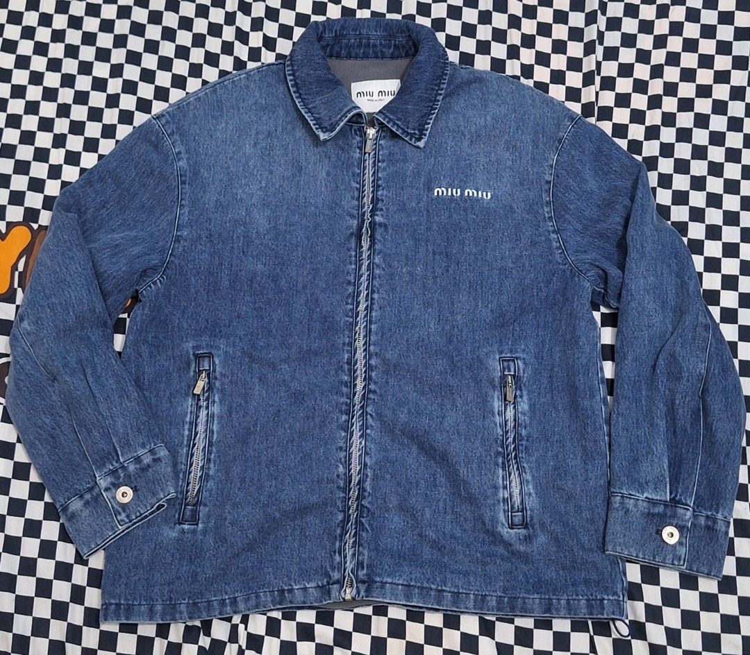 MIU MIU cashmere denim bomber jacket, Women's Fashion, Coats, Jackets ...