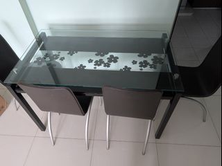 Modern Black Dining Table Set with 4 Chairs, Furniture & Home Living ...