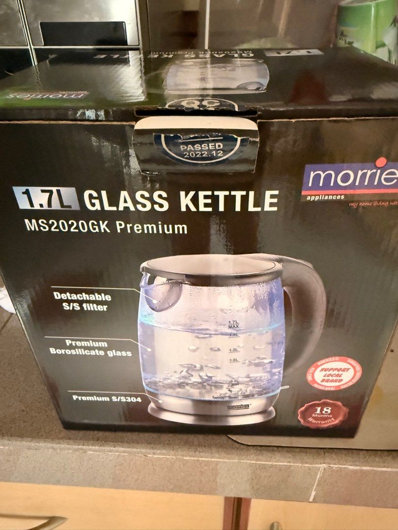 Morries 1.7L Glass Kettle MS2020GK Premium, TV & Home Appliances ...