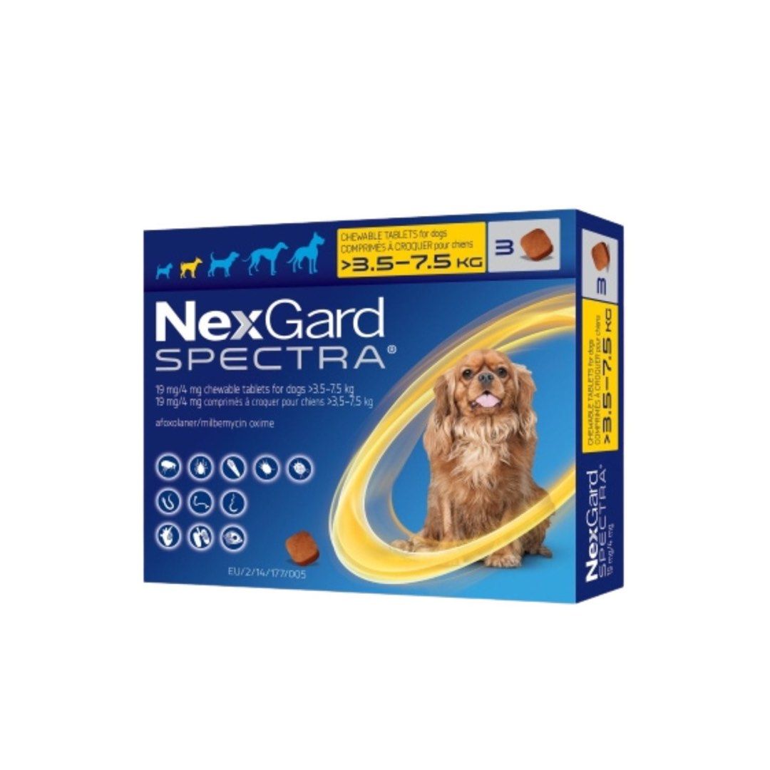 NexGard Spectra Chewable Tablets for Dogs (3.5kg- 7.5kg), Pet Supplies ...