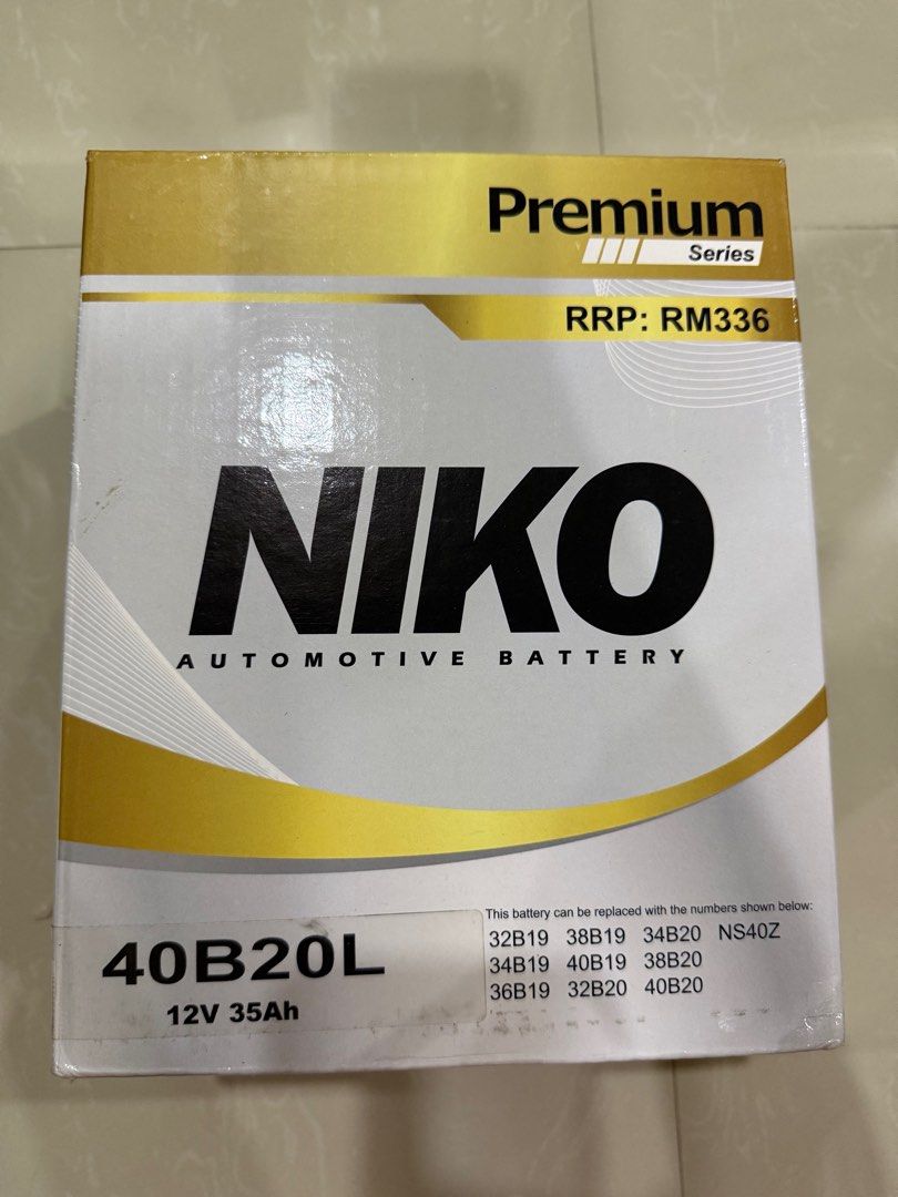 NIKO Automotive Battery 40B20L 12V 35Ah Car Battery, Auto Accessories ...