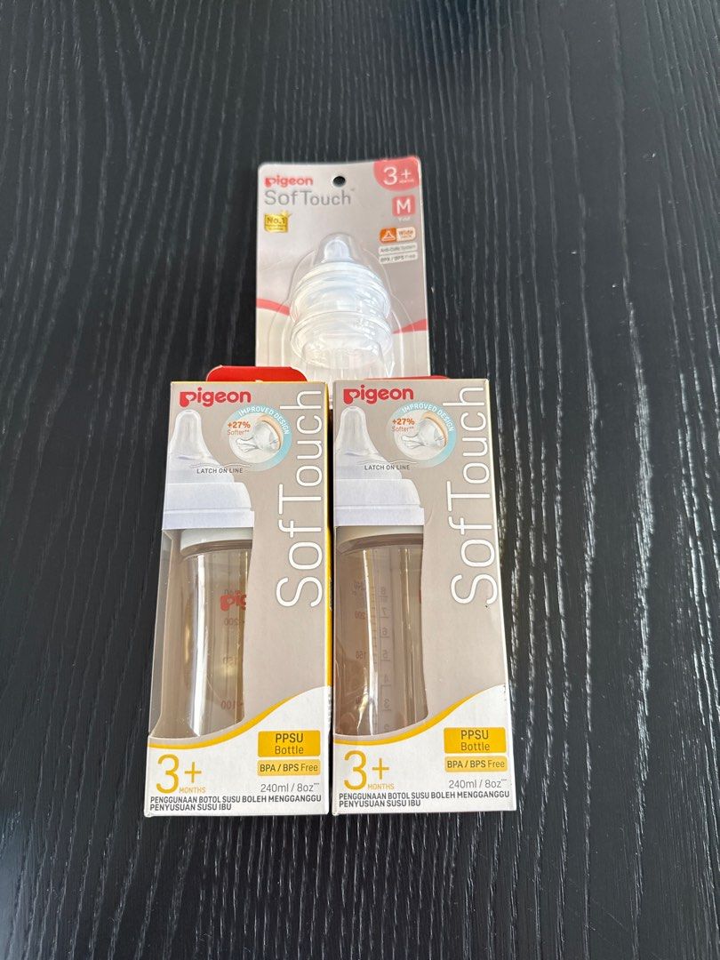 Pigeon SofTouch PPSU Bottle 240ml (3+ months), Babies & Kids, Nursing ...