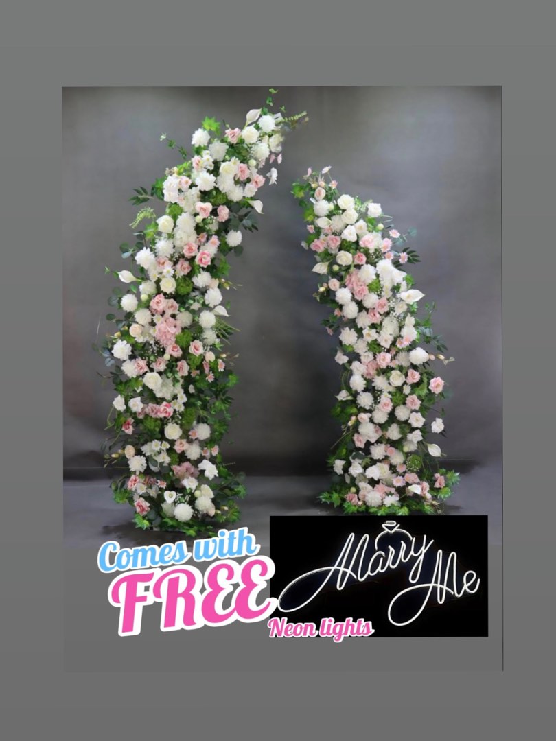 [FOC Marry Me Neon Sign] Proposal Flower Arch, Hobbies & Toys, Flowers ...