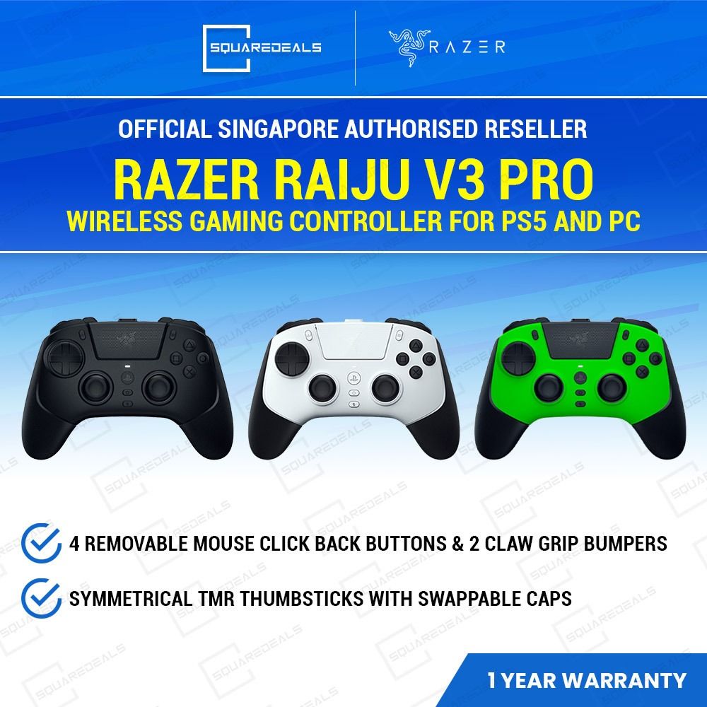 Razer Raiju V3 Pro Wireless Gaming Controller for PlayStation 5 and PC ...