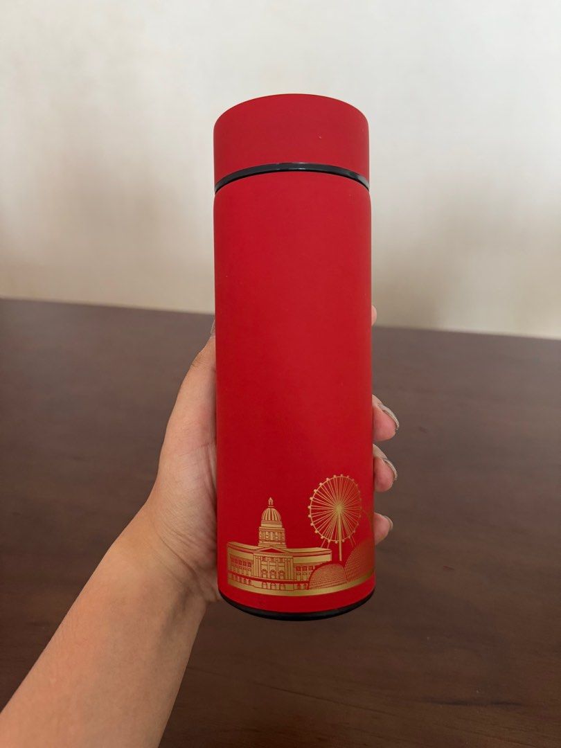 Red Stainless Steel Vacuum Flask with Singapore Landmarks, Furniture ...