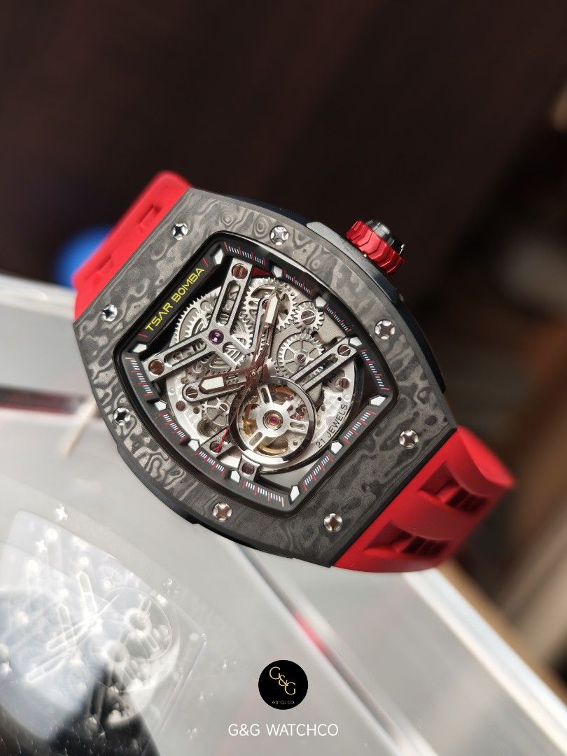 Seiko Tsar Bomba TB8228CF Carbon Ferrari Red V3, Luxury, Watches on ...