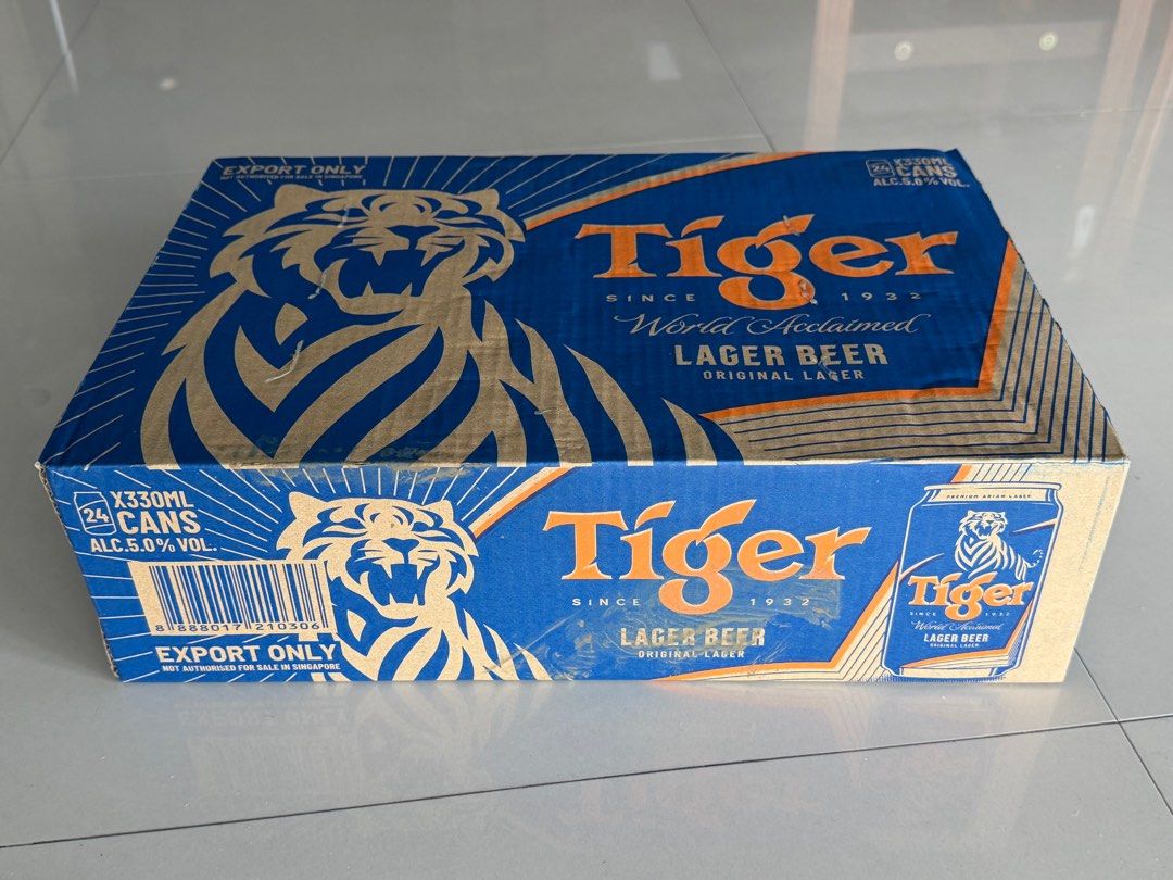 Tiger Lager Beer 24 Cans, Food & Drinks, Beverages on Carousell