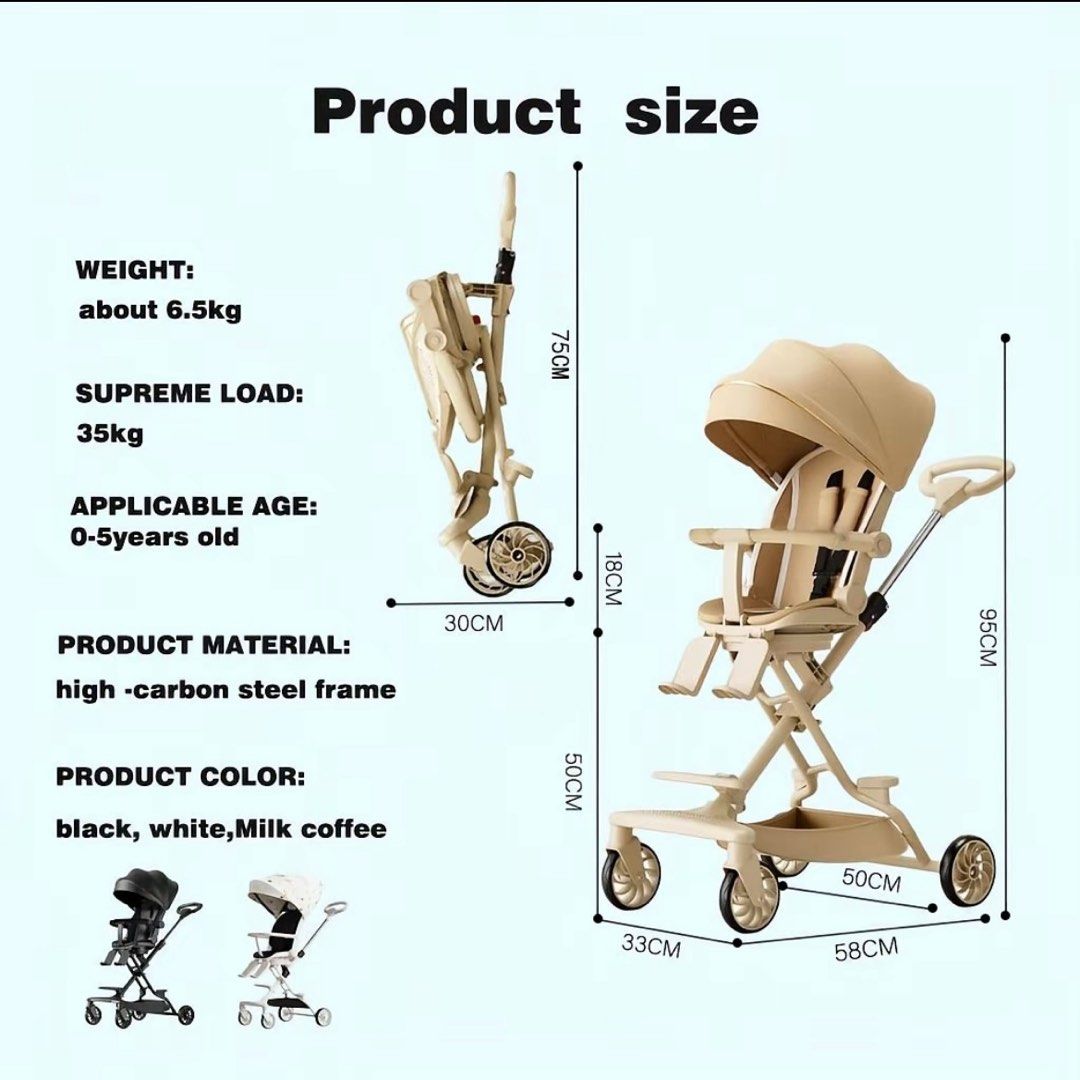 360 Degree Rotating Stroller Stroller Bayi 360 Berpusing Mudah Alih ...