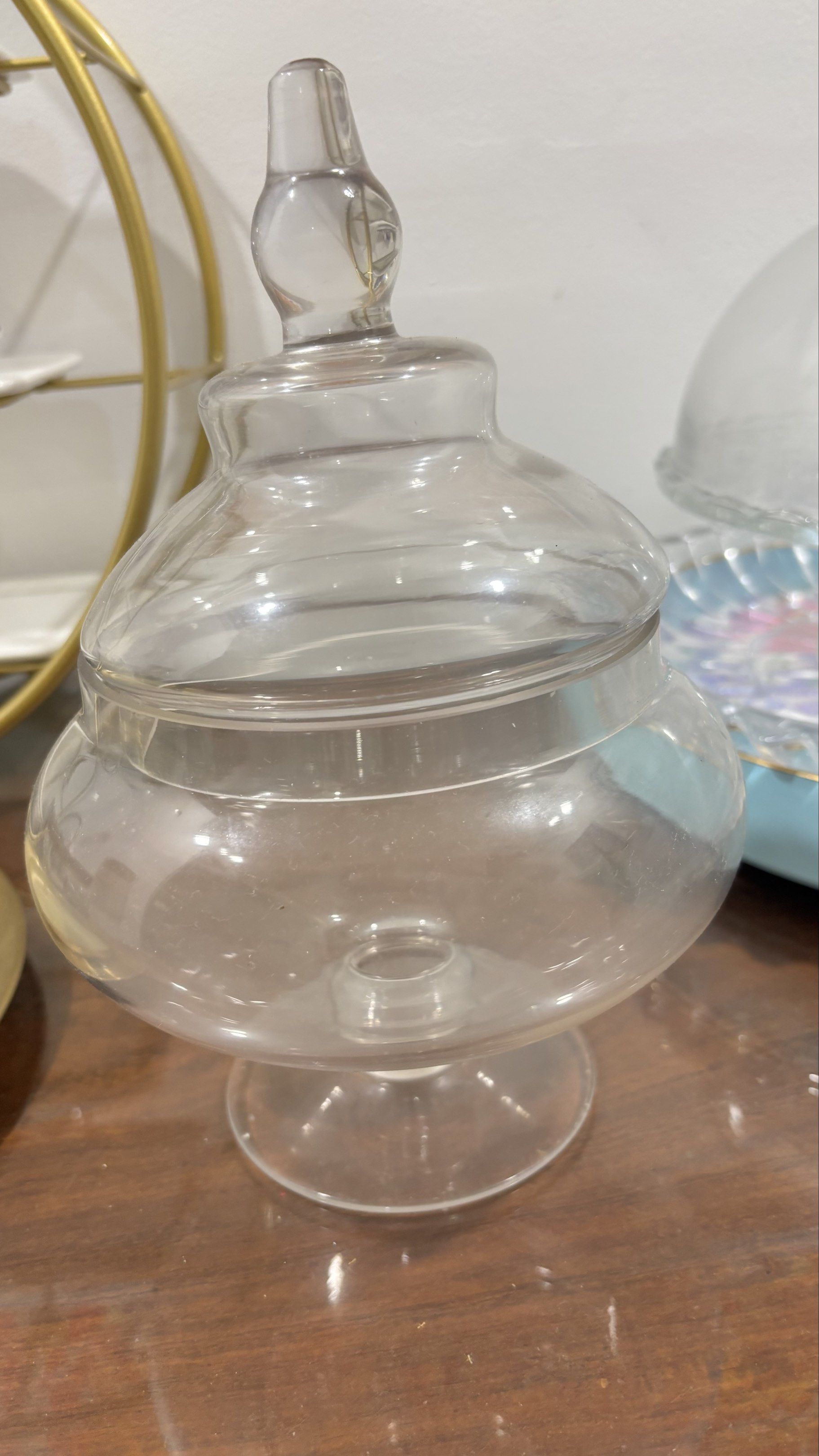Clear Glass Candy Jar with Lid, Furniture & Home Living, Kitchenware ...
