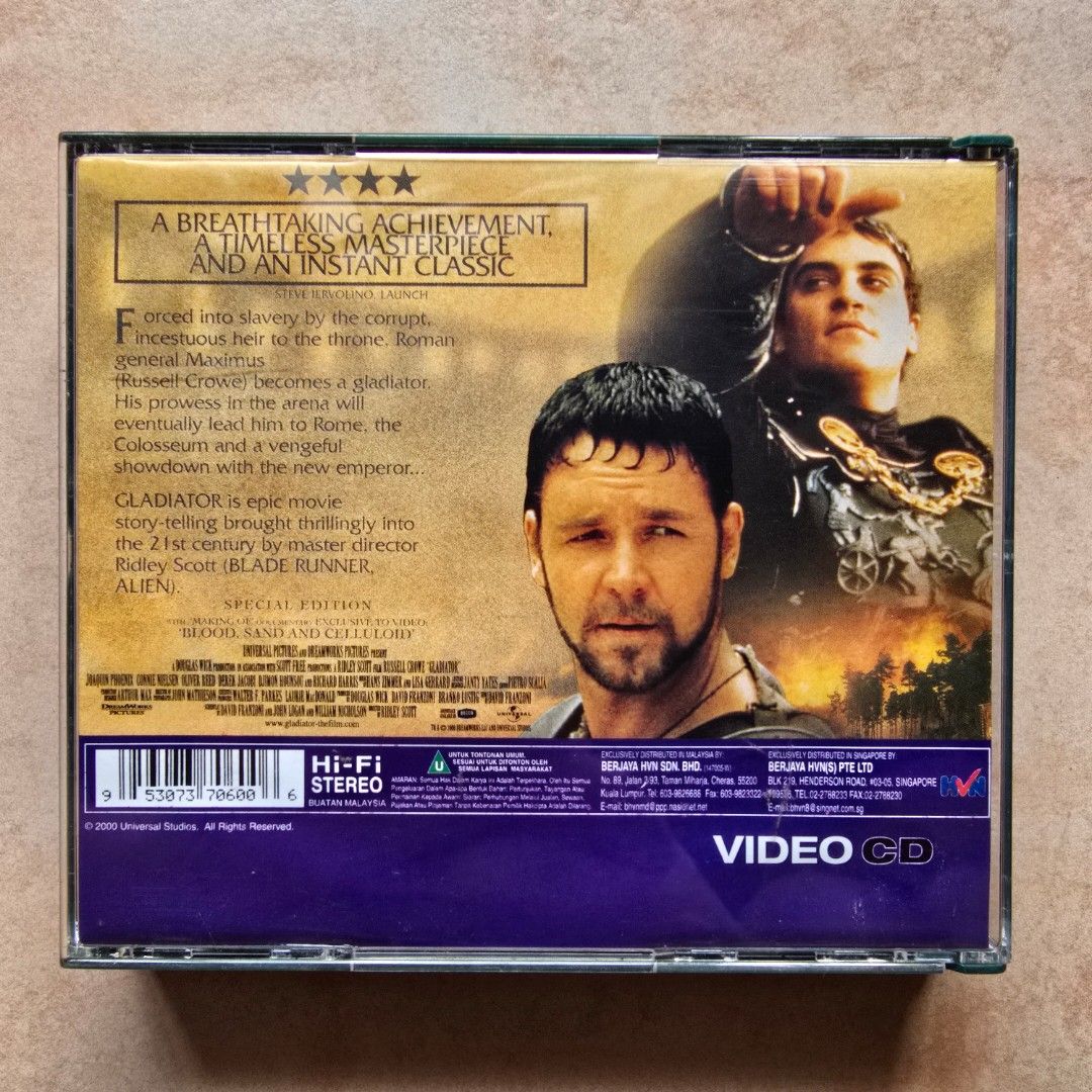 Gladiator: Special Edition (VCD Movie) 💽📀💿, Hobbies & Toys, Music ...